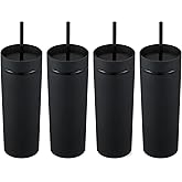 Amazon.com: meekoo 30 Pack Skinny Tumbler with Lids and Straws 16 oz ...