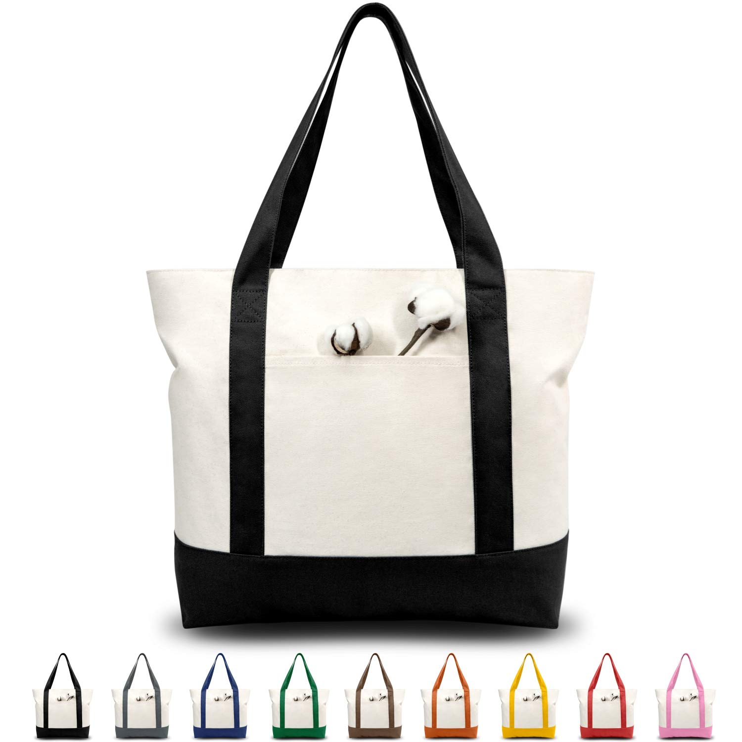 TOPDesign 1 | 3 | 6 | 30 Pack Canvas Tote Bag with an External Pocket ...