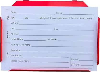 Amazon.com : Kennel Cards (100 Pack 4 X 6 Inches) Dog Cat Pet Profile ...