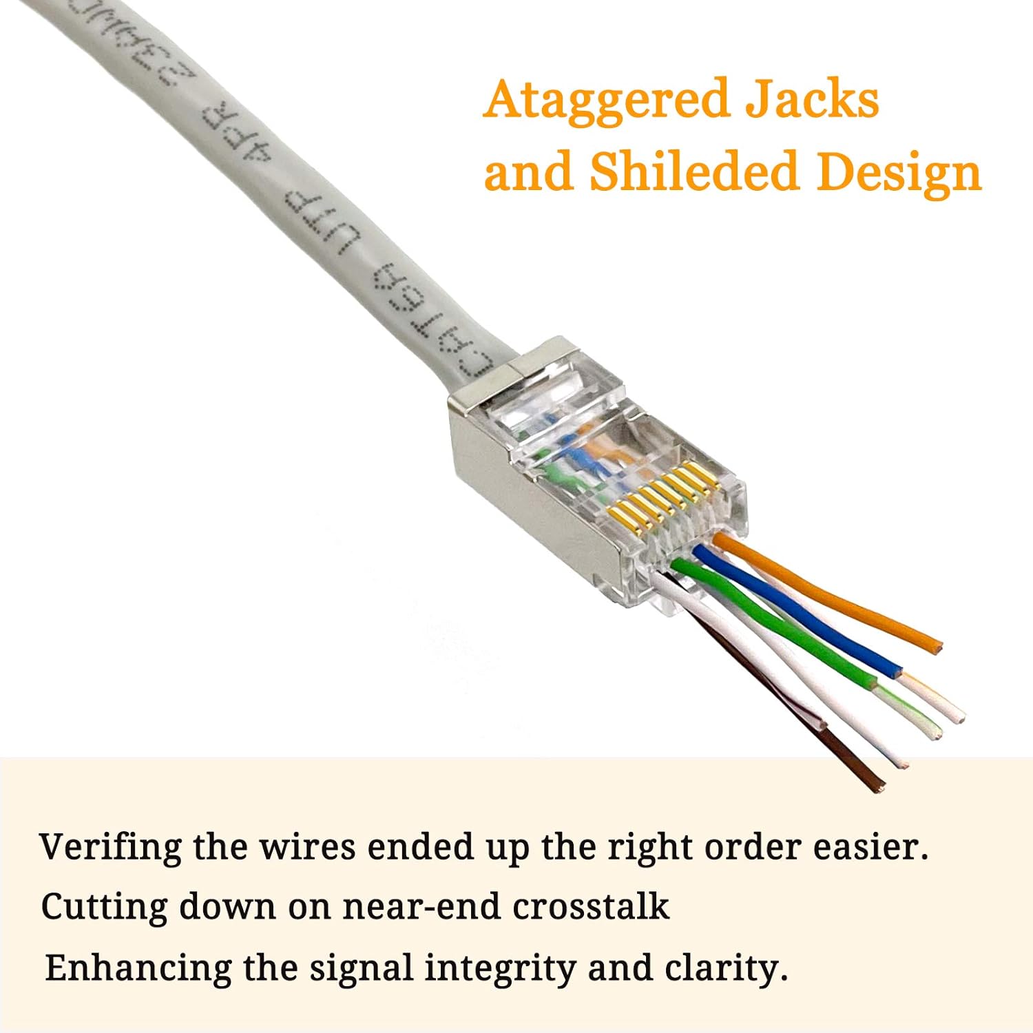 RJ45 Connector Cat6 Cat6a 23AWG 8P8C RJ45 Pass Through Shielded Ends ...