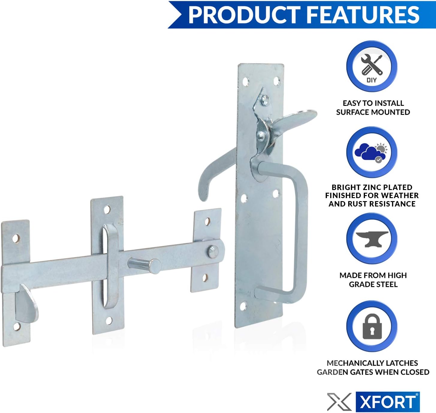 XFORT® Zinc Suffolk Gate Latch, Garden Gate Latch, Door Catch, Gate ...