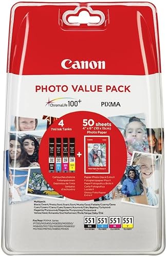 Canon CLI-551 C/M/Y/BK Multipack - 4-pack - black, yellow, cyan ...
