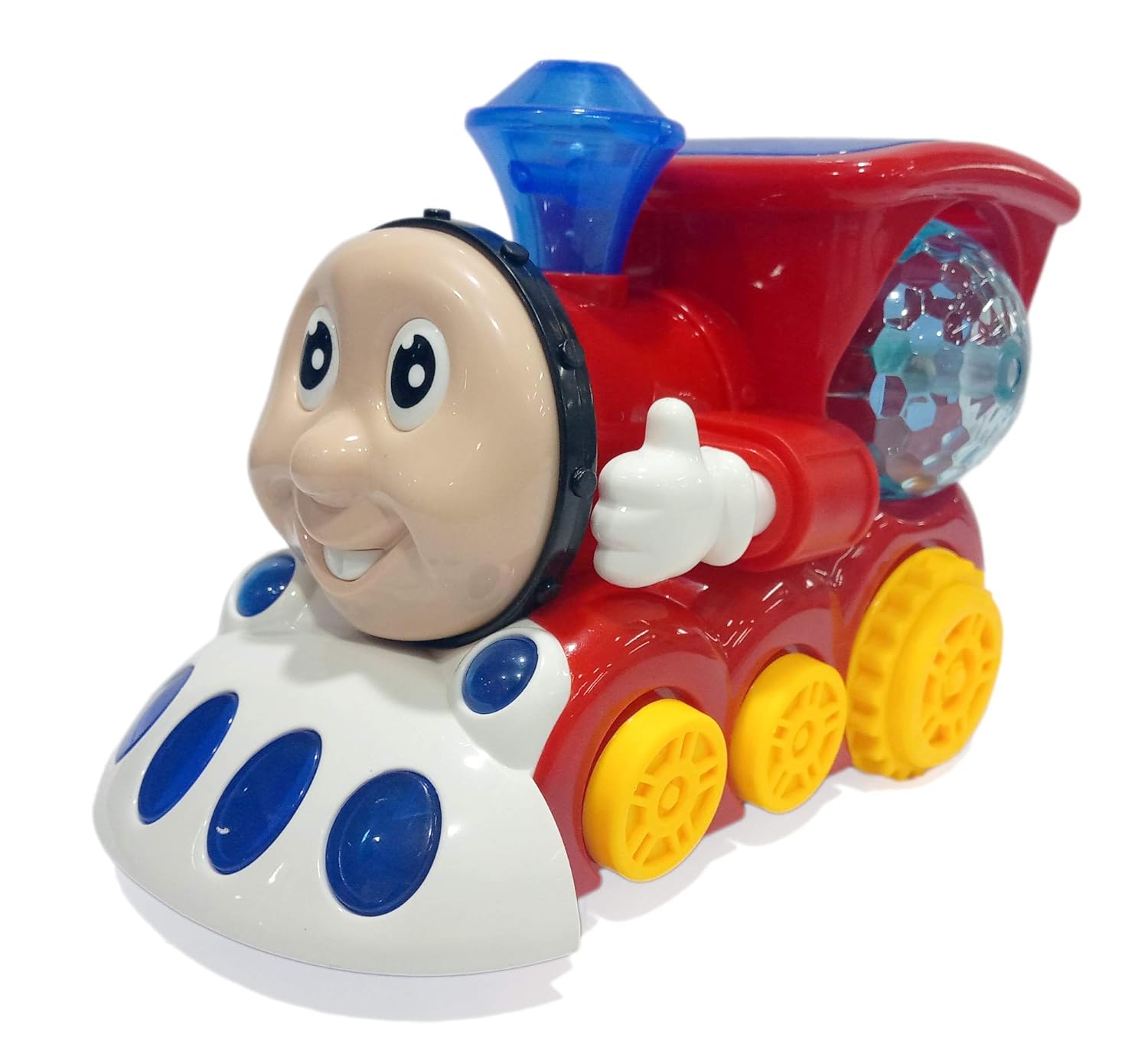 Buy Popsugar Musical Bump and Go Smiley Train with Flashing Lights, Red ...