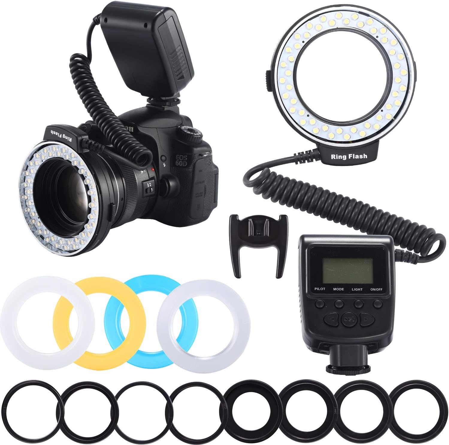 Emiral Macro Led Ring Flash Light with 48leds, LCD: Amazon.co.uk ...