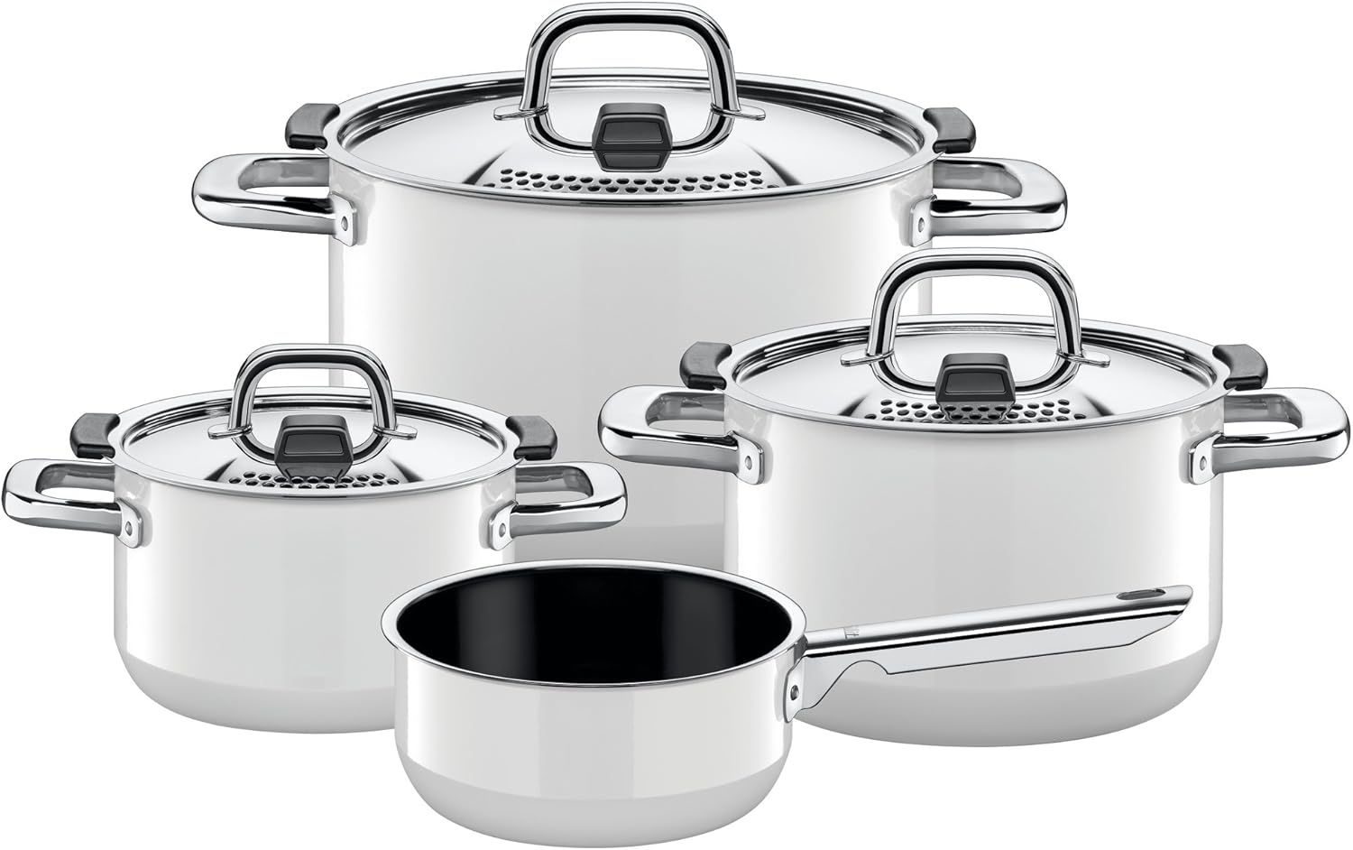 Silit Nature White Topfset 4-teilig mit Metalldeckel, Silargan ...