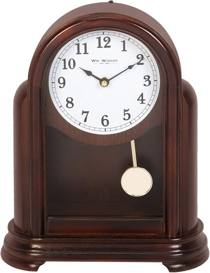 Wm Widdop Traditional Dark Wooden Case Mantel Quartz Pendulum Clock ...