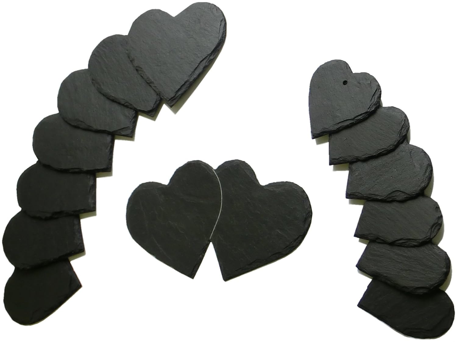 10 x Slate heart 5 x 5 cm with or without hole (left, center, right or ...