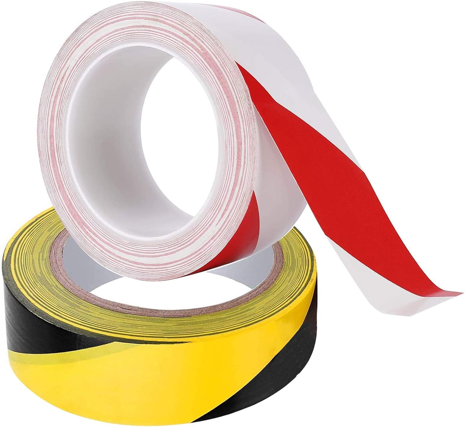 2 Pack Safety Tapes, Black/Yellow Hazard Warning Tape, Red/White Hazard ...