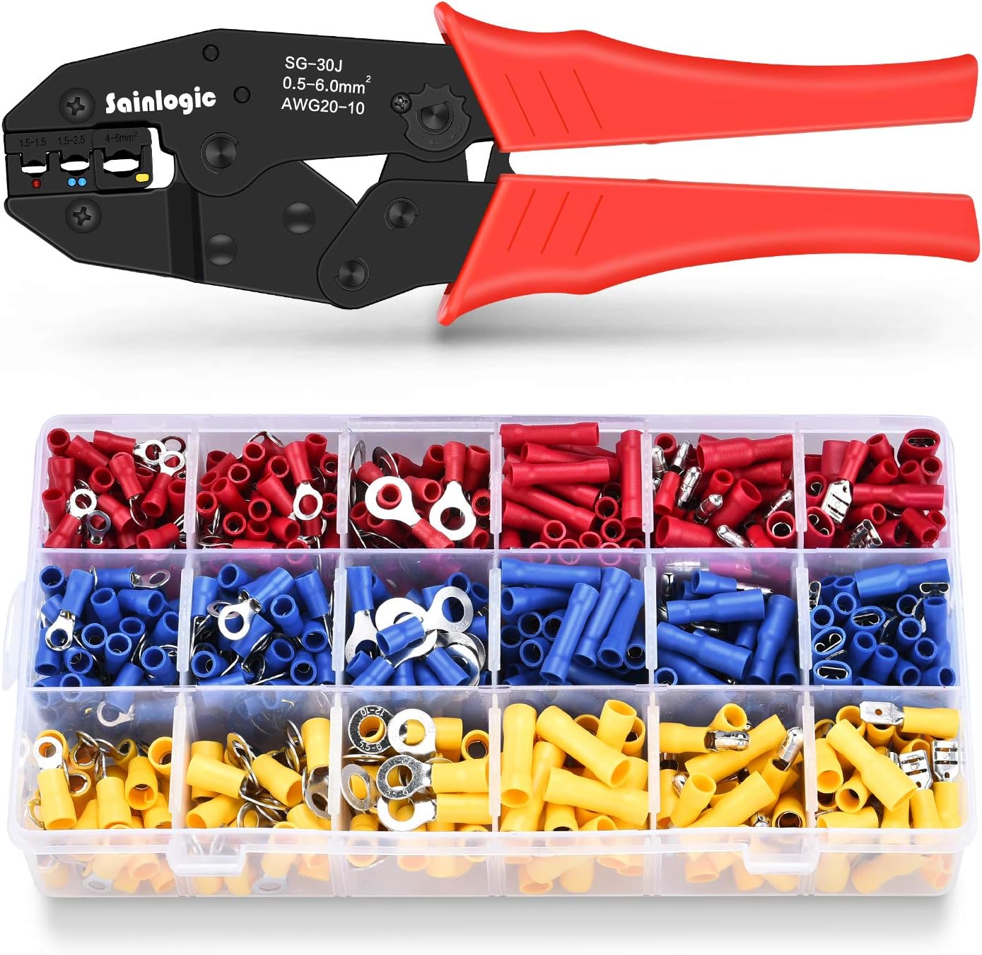 Sainlogic Big Crimping Pliers Set with 700 Pieces Electrical Connectors ...