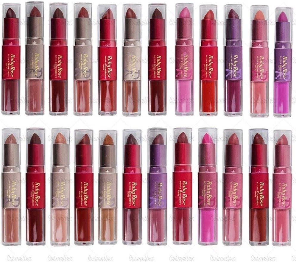 Batom Matte Ruby Rose 2 em 1 HB8606M Cor 300 Burgundy - 6,6g: Amazon ...