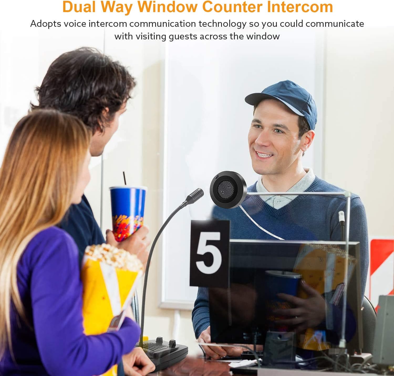 Dual Way Counter Intercom, Window Speaker System Two Way Voice Intercom ...