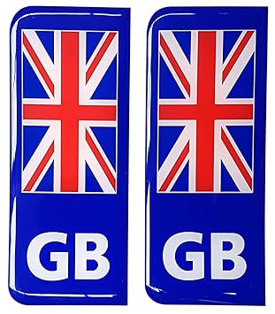 GB Number Plate Sticker Decal Badge Union Jack Flag 3d Resin Gel Domed ...