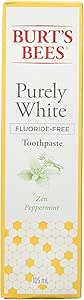 Burt's Bees Toothpaste, Fluoride Free, Purely White, Zen Peppermint ...