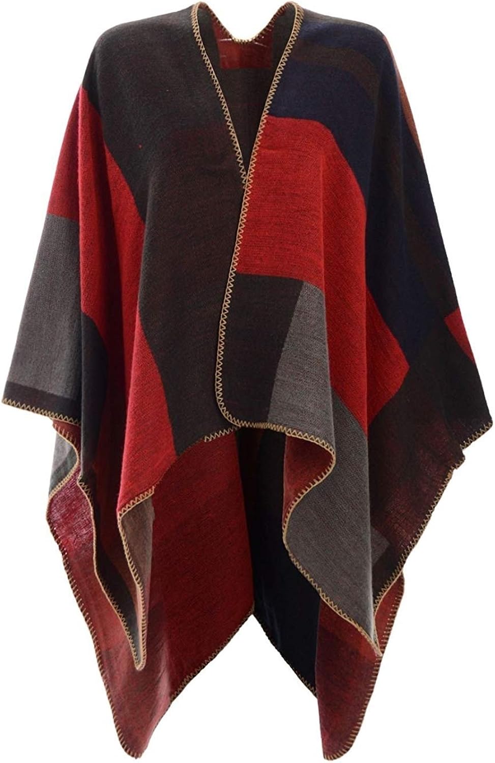 Laisla fashion Mujer Chal Diamante Suéter Poncho Vintage Ocasional ...