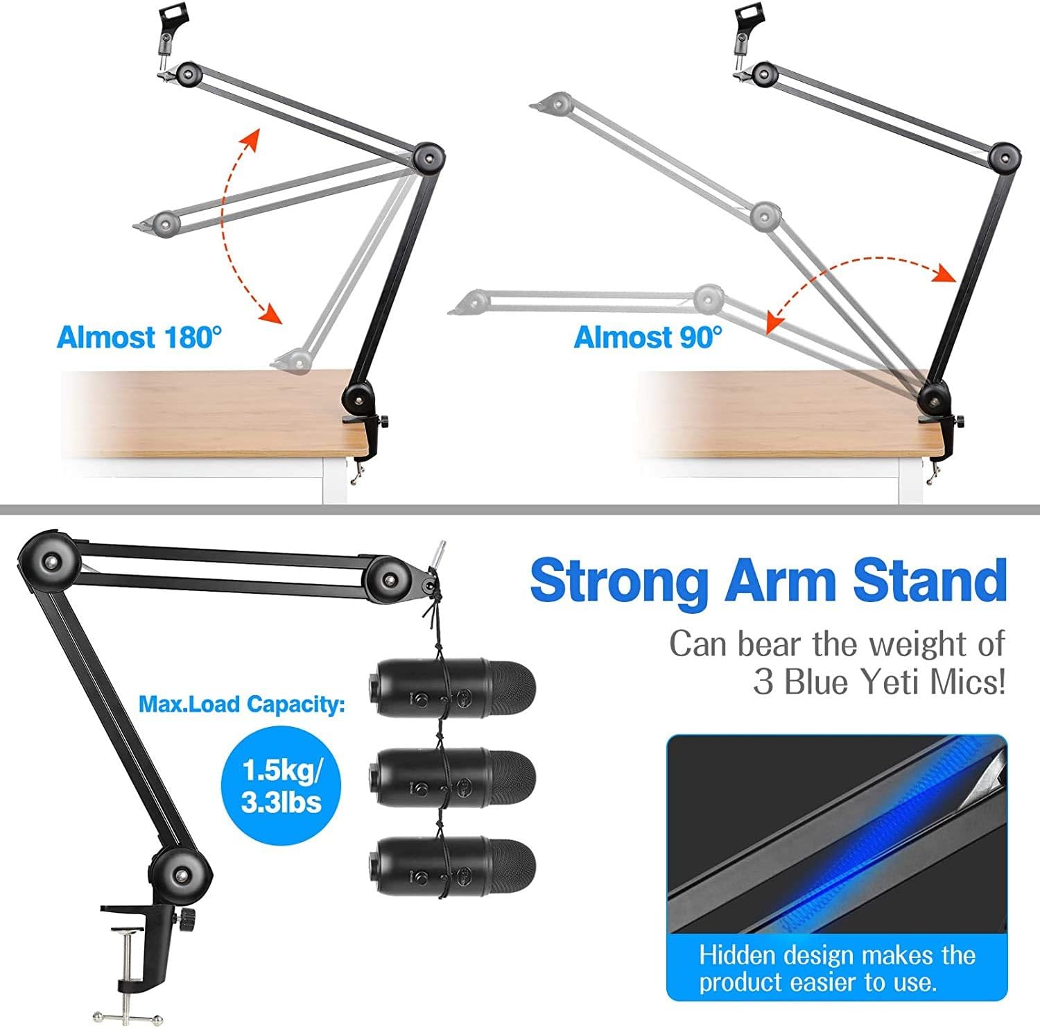 Microphone Arm Stand, QUARED Adjustable Suspension Boom Scissor Mic ...