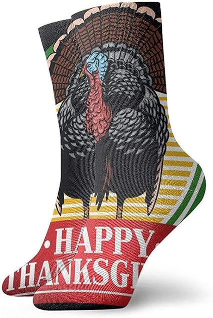 Turkey With Happy Thanksgiving Socks Men's Women's Athletic Soccer ...