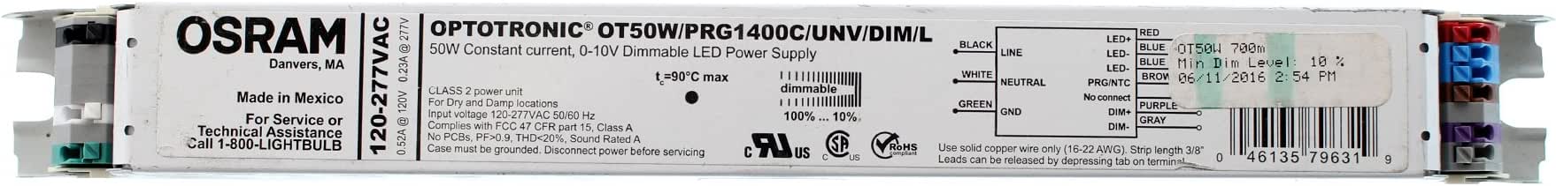 Sylvania 79631 - OT50W/PRG1400C/UNV/DIM/L 50W Programmable Linear Constant Current Dimmable LED ...