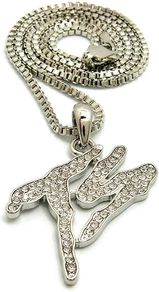 BLINGFACTORY Hip Hop Iced Terror Squad TS Pendant & 2mm 24" Box Chain ...