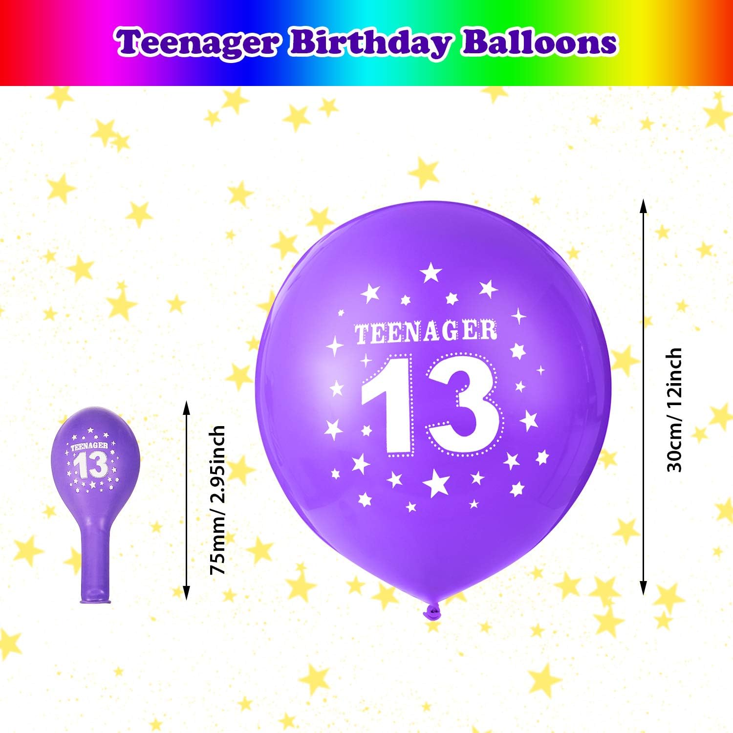 13th Birthday Balloon Kit, Includes 30 Pieces 12 Inches Teenager ...