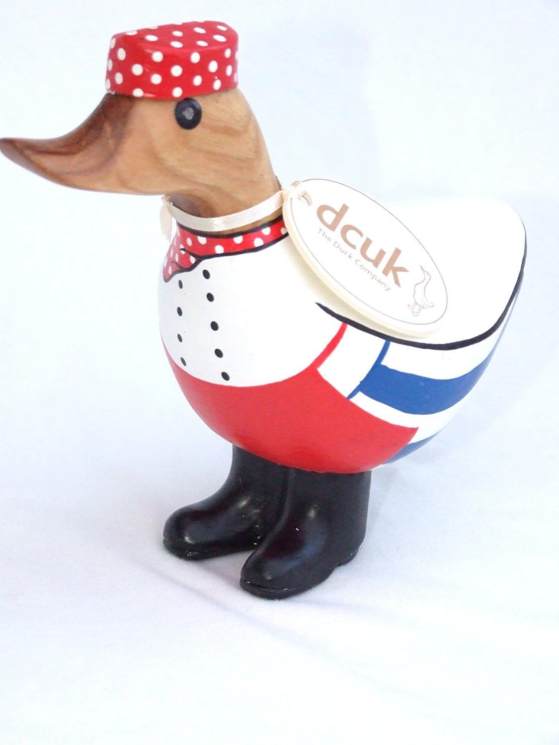 DCUK Small Ducky Chef Ornament Wooden Duck Statue - C - Red Spotty Hat ...