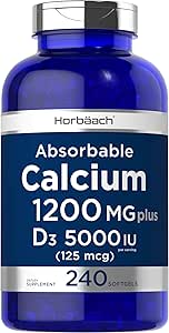 Amazon.com: Absorbable Calcium with Vitamin D3 | 1200 mg | 240 Softgels ...