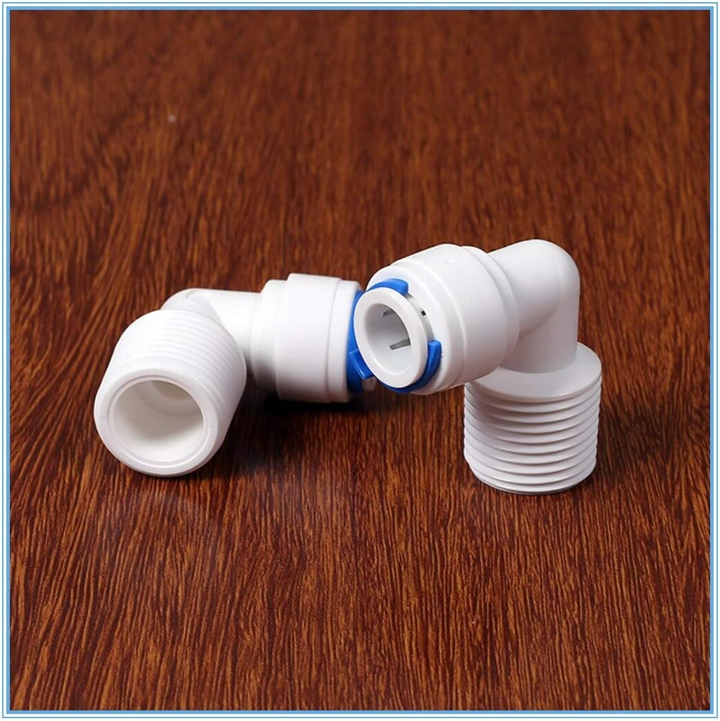5pc 3/8" OD Pipe to 1/2" Male Elbow Quick Connector RO Water Purifier ...