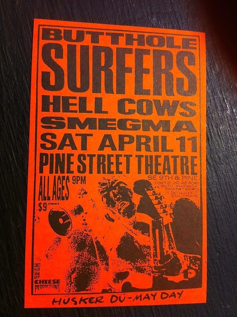 Butthole Surfers Hellcows Smegma Rare Original Small Punk Poster Flyer ...