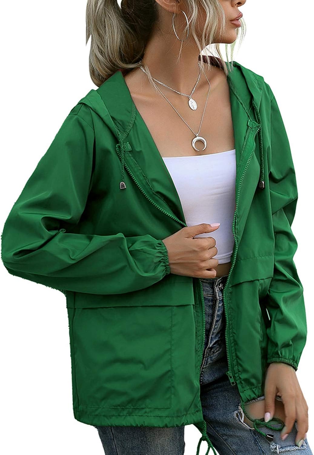 PESION Women's Waterproof Raincoat Lightweight Rain Jacket Hooded ...