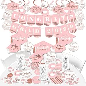 Amazon.com: Big Dot of Happiness Rose Gold Grad - 2020 Graduation Party ...