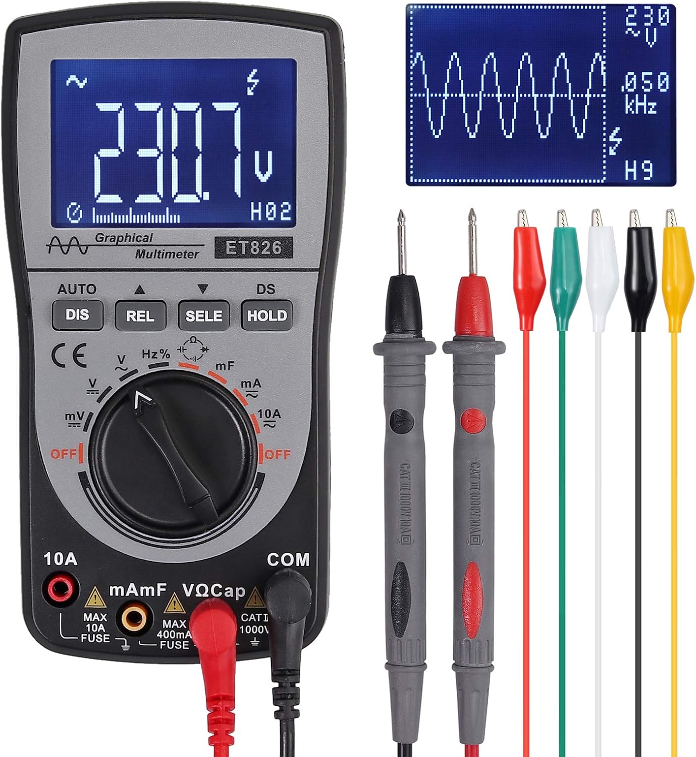 Proster Oscilloscope Multimeter 4000-Count Intelligent Oscilloscope ...