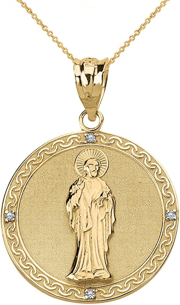 Amazon.com: 14k Gold St. Peter the Apostle Diamond Round Medal Pendant ...