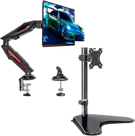 Amazon.com : MOUNTUP Free Standing Single Monitor Mount & Single Gaming ...