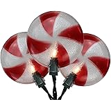 Amazon.com: Kurt Adler 35-Light 7 Inch Transparent Red and White Candy ...