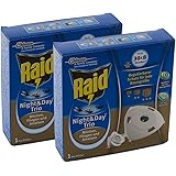 Raid - Insecticide - Diffuseur électrique + 1 recharge Night & day Trio - anti-moustiques ...