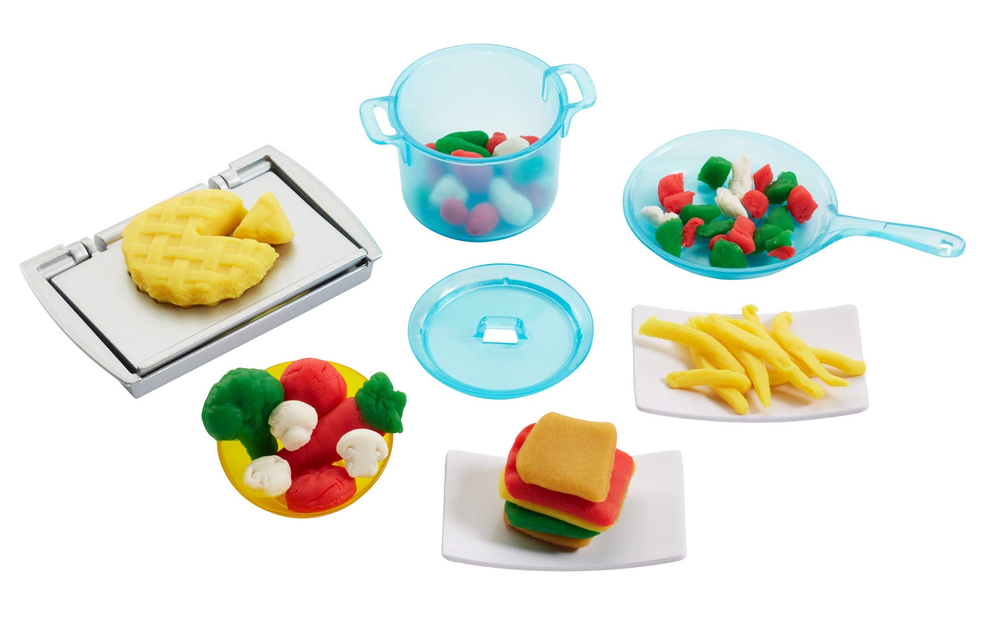 Barbie Kitchen Playset with Doll, Lights & Sounds, Food Molds, 5 Dough ...