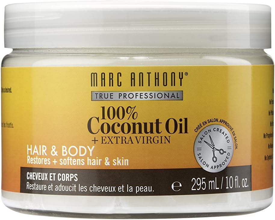 Marc Anthony 100% Hair and Body Coconut Oil + Extra Virgin 10 Ounce Jar ...