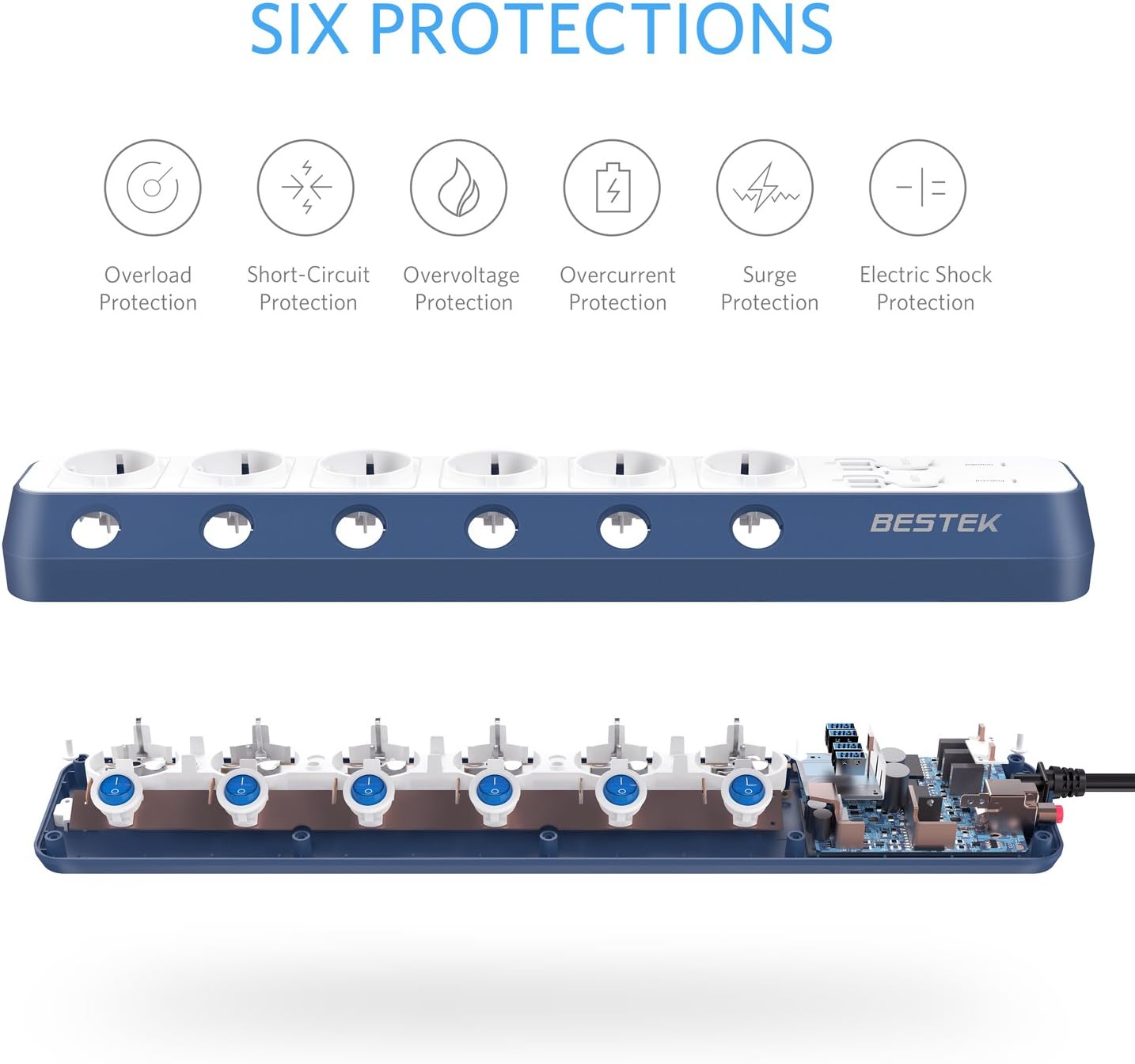 BESTEK Power strip 6 way – BigaMart