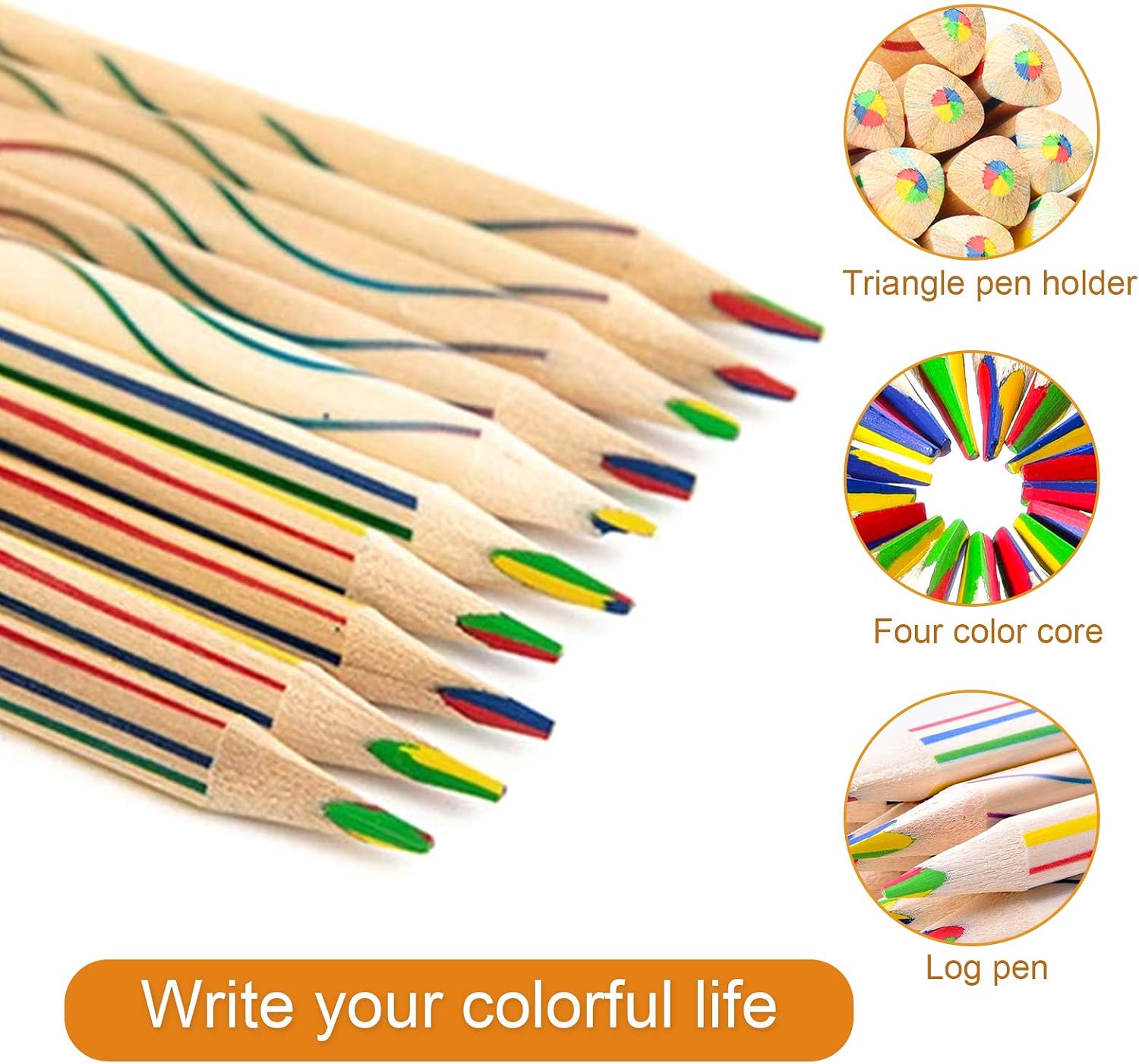 Sinwind Rainbow Colored Pencils, 30 Pezzi Rainbow Colored Pencil Set, 4 ...