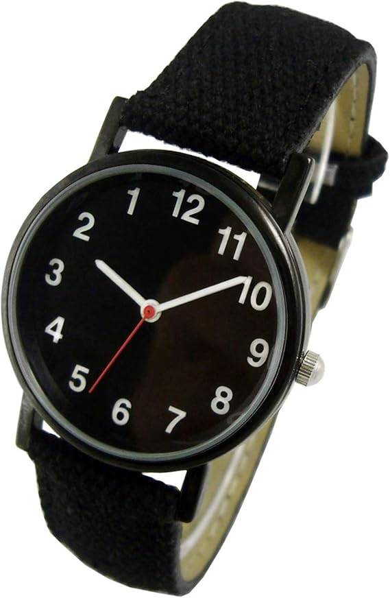 Backwards watch, anti clockwise black face and Synthetic leather and ...