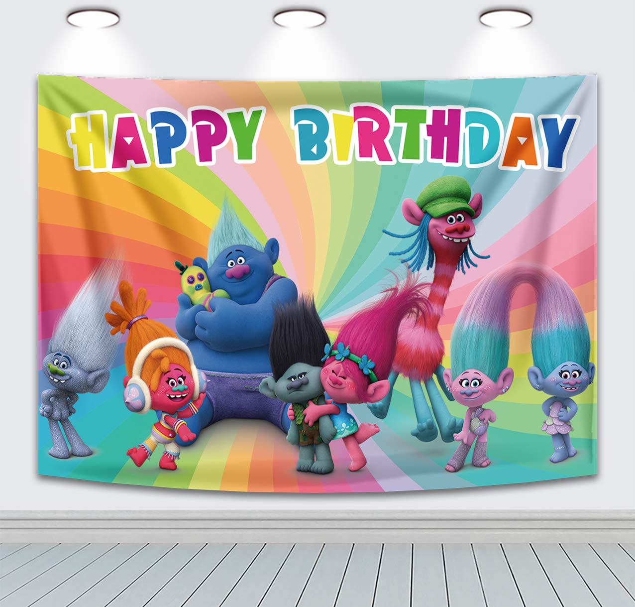 Buy AOYU Trolls Birthday Party Backdrop Colorful Trolls Poppy Animation ...