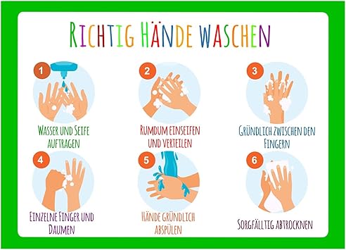 Set of 10 Hands Wash Stickers School Kitas Shops Hand Washing Safety ...