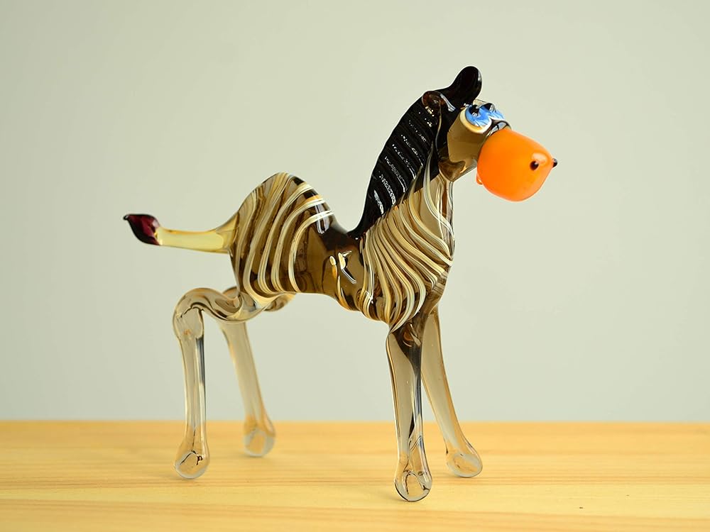 Amazon.com: Glass Zebra Figurines Toys Glass Sculpture Paperweight ...