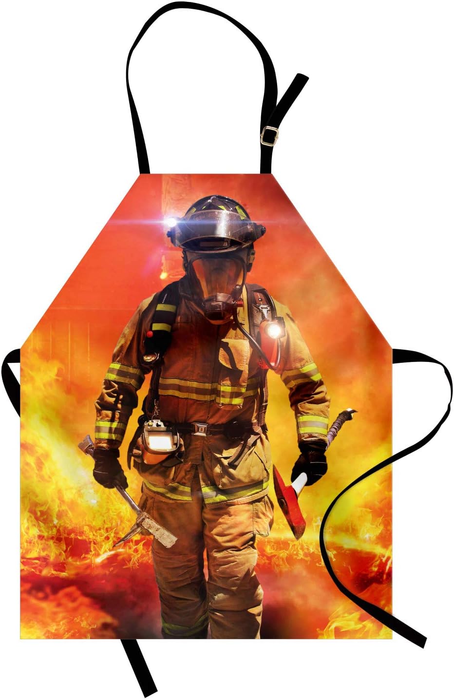 Amazon.com: Lunarable Fireman Apron, Firefighter in a Building on Fire ...