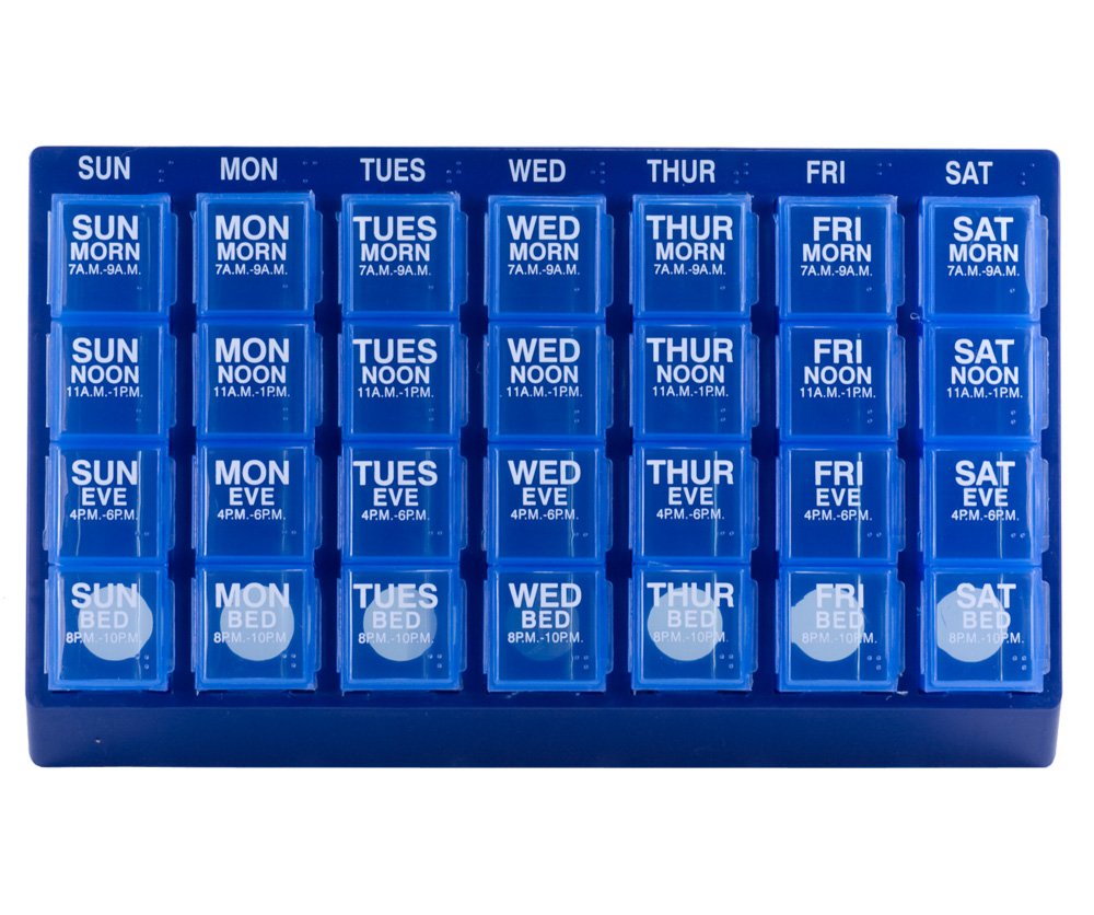 GMS® Four-a-day, Weekly, One Day At a Time, Medication Organizer -Large ...