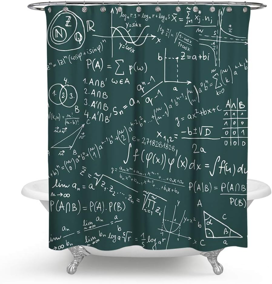 Amazon.com: QCWN Mathematics Classroom Decor Shower Curtain, School ...