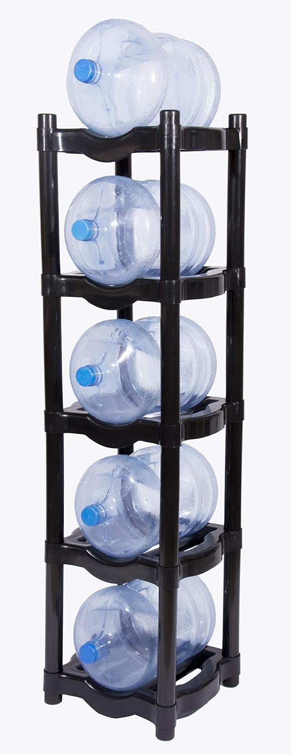 H2ORGANIZER Rack de Plástico para 5 Garrafones, Resistente (Negro ...