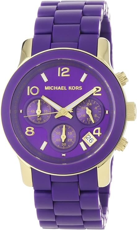 Michael Kors Women's MK5324 Purple Silicone Wrapped Runway Watch ...