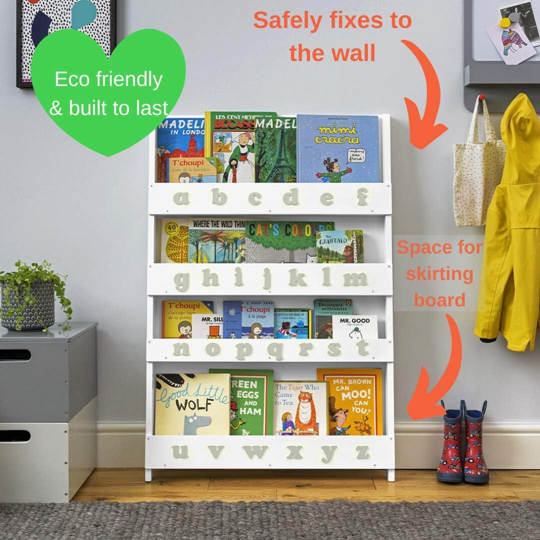 Tidy Books® Kids Book Shelves with ABC (Age 0-10) Kids Wall Bookshelf ...