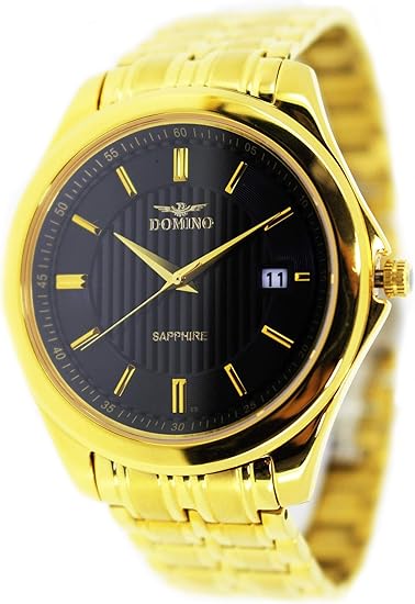 Domino Men's Stainless Steel Watch Black Dial DM-3150BG: Buy Online at ...