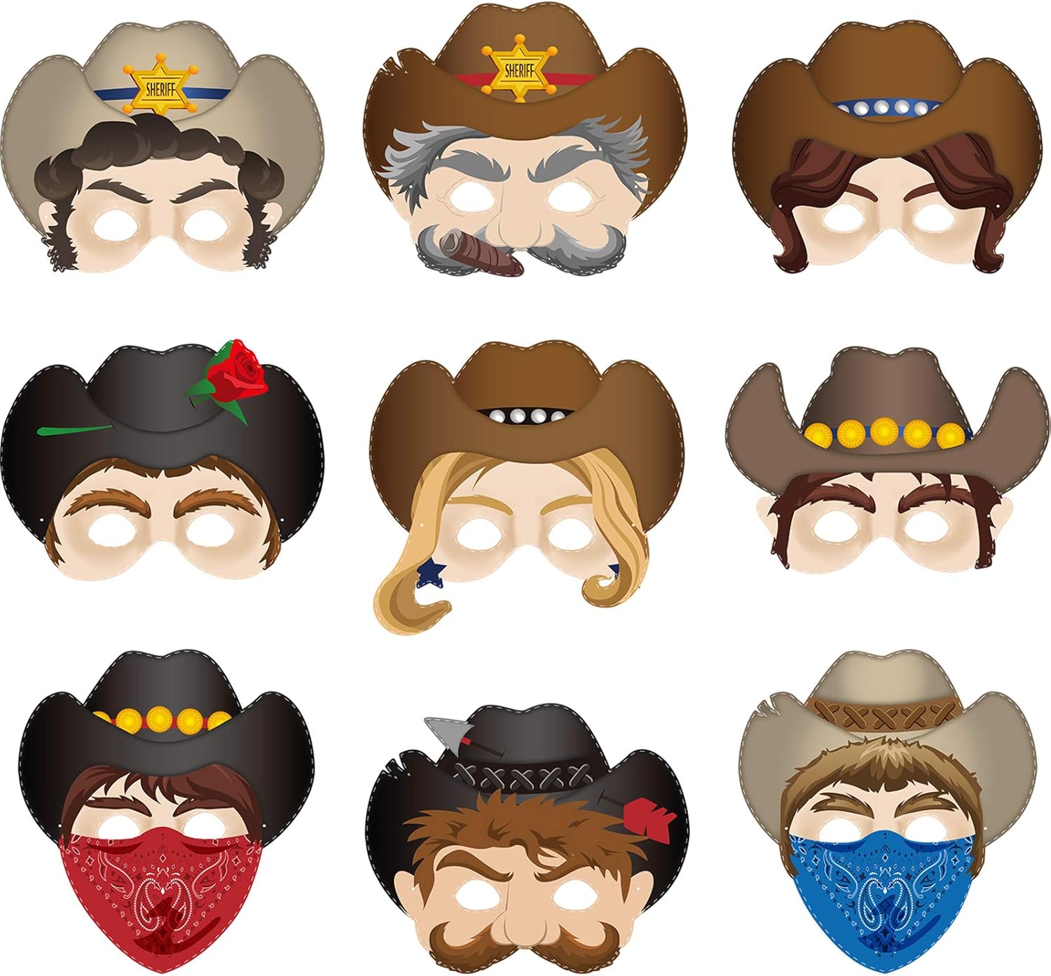Western Party Decoration Supplies Western Masks Western Cowboy Masks ...